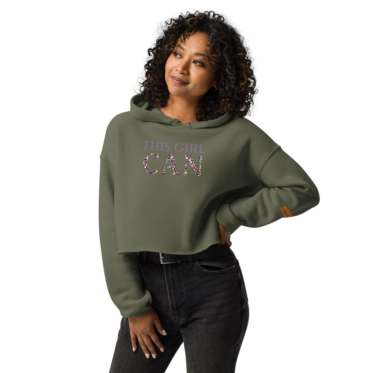 Cropped Hoodie with Embroidered This Girls Can design : Elevate Your E ...
